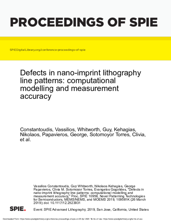 Pdf Defects In Nano Imprint Lithography Line Patterns Computational