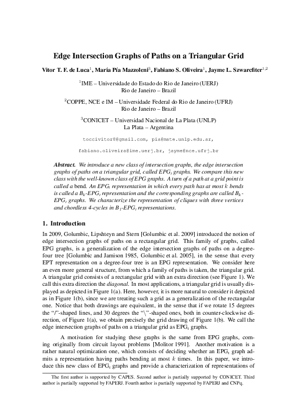 Pdf Edge Intersection Graphs Of Paths On A Triangular Grid