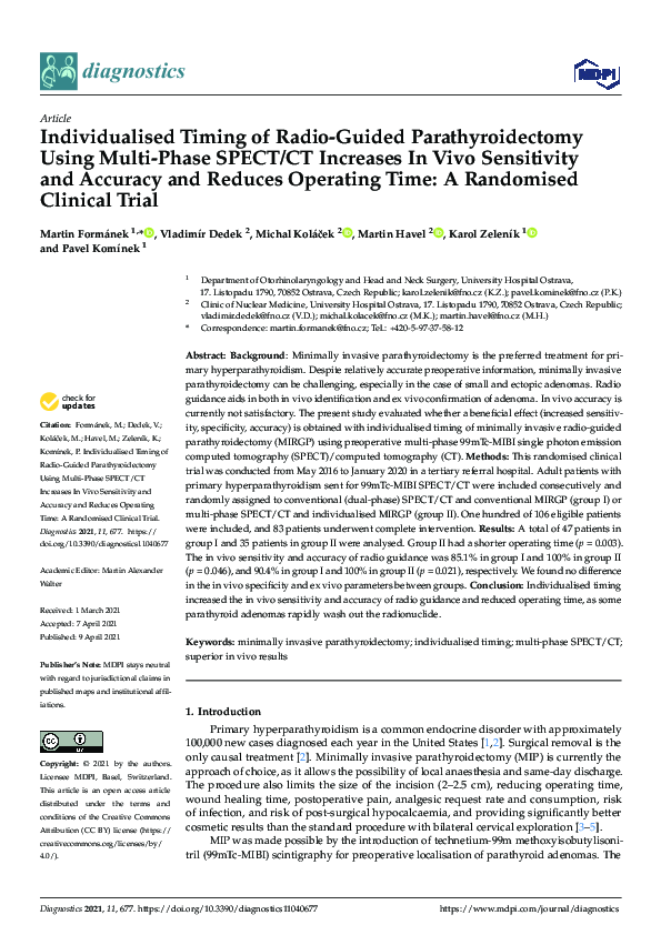 (PDF) Individualised Timing of Radio-Guided Parathyroidectomy Using ...