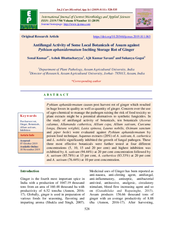 (PDF) Antifungal Activity of Some Local Botanicals of Assam against ...