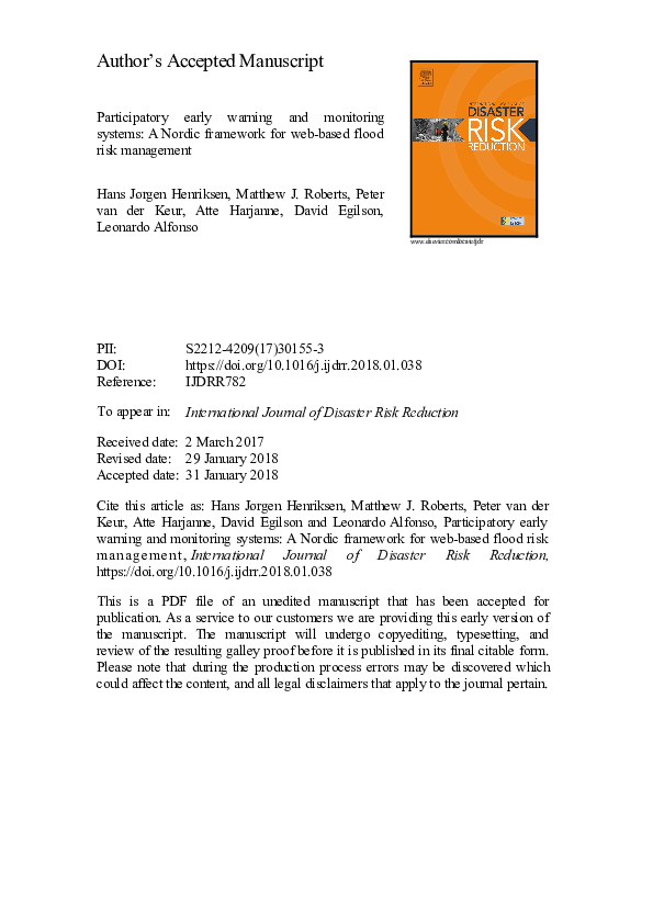 (PDF) Participatory early warning and monitoring systems: A Nordic ...
