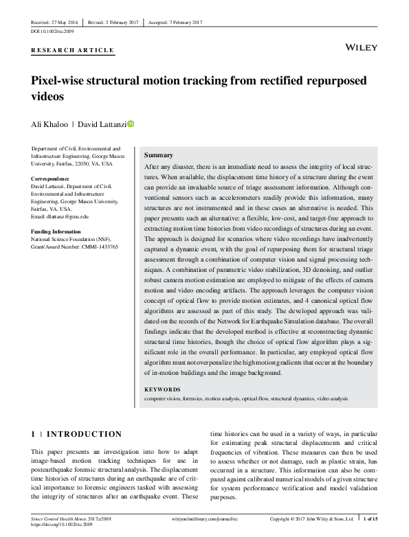(PDF) Pixel‐wise structural motion tracking from rectified repurposed videos