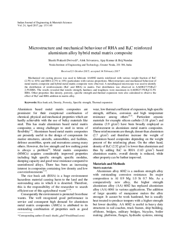 (PDF) Microstructure and mechanical behaviour of RHA and B 4 C ...