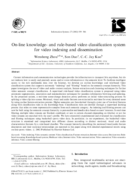 (PDF) On-line knowledge- and rule-based video classification system for ...