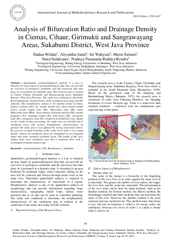 (PDF) Analysis of Bifurcation Ratio and Drainage Density in Ciemas ...
