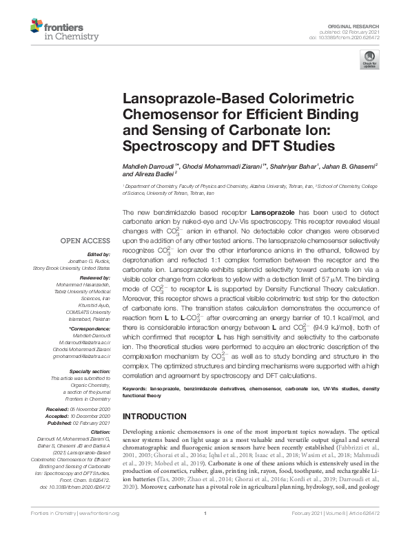 (PDF) Lansoprazole-Based Colorimetric Chemosensor for Efficient Binding ...