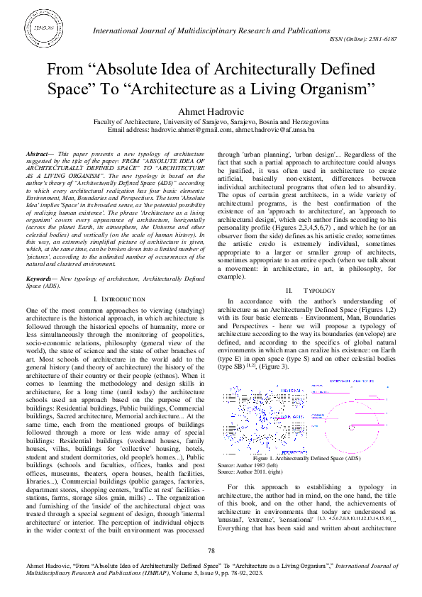 (PDF) From "Absolute Idea of Architecturally Defined Space" To ...
