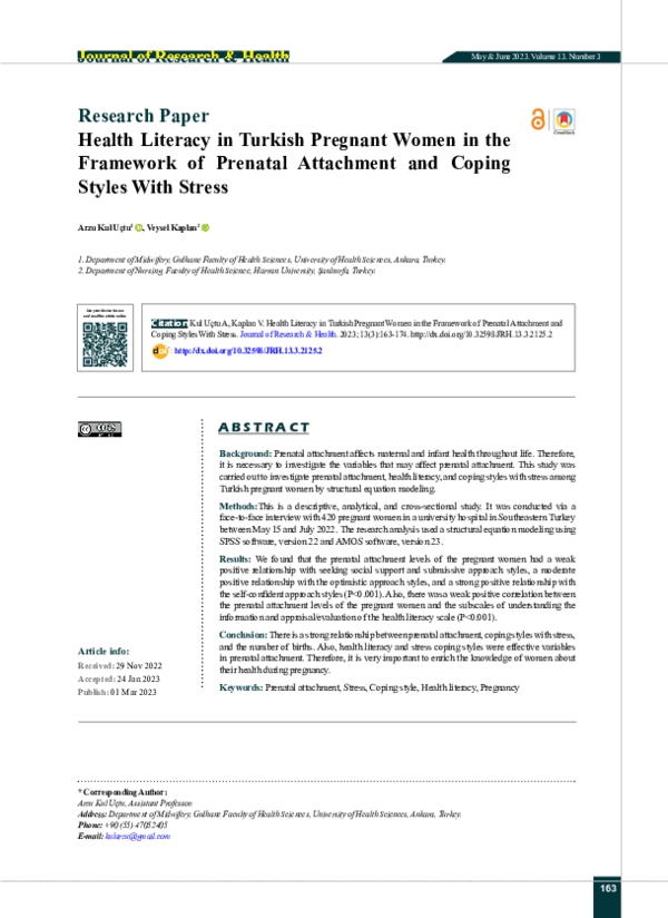(PDF) Research Paper Health Literacy in Turkish Pregnant Women in the ...