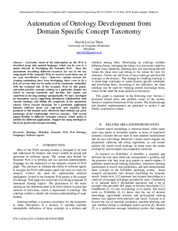 Pdf Automation Of Ontology Development From Domain Specific Concept Taxonomy