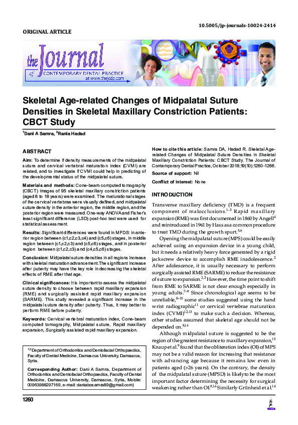 (PDF) Skeletal Age-related Changes of Midpalatal Suture Densities in ...
