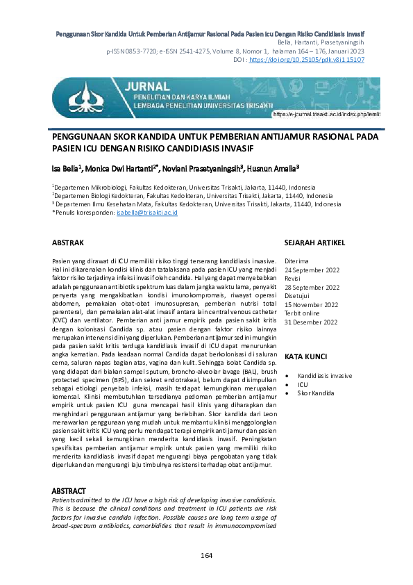 (PDF) Penggunaan Skor Kandida Untuk Pemberian Antijamur Rasional Pasa ...