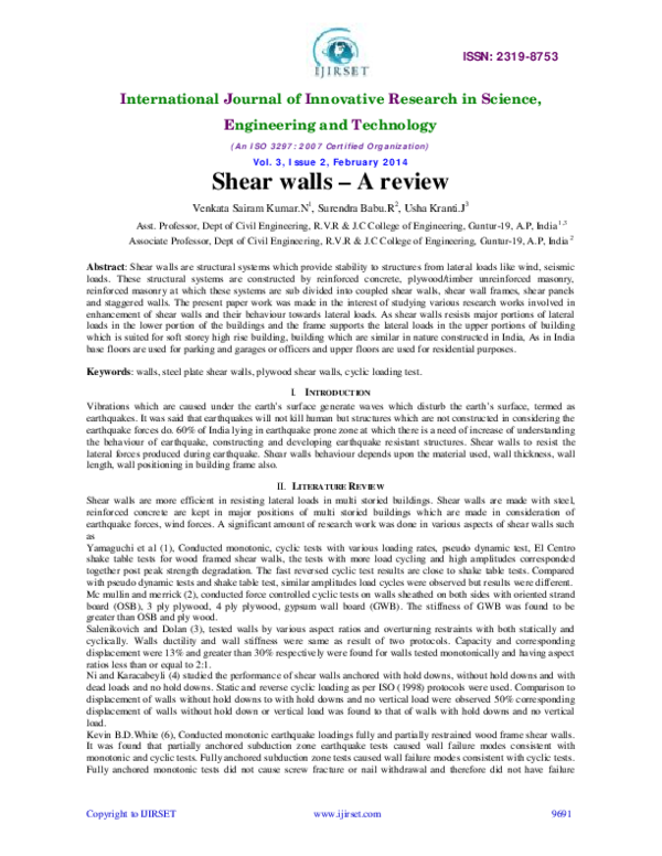 (PDF) Shear Walls A review