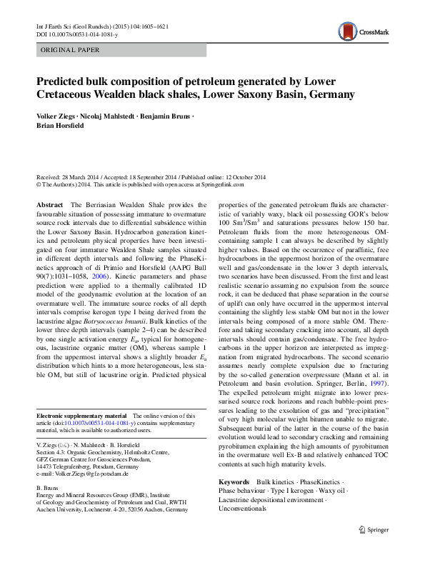 (PDF) Predicted bulk composition of petroleum generated by Lower ...