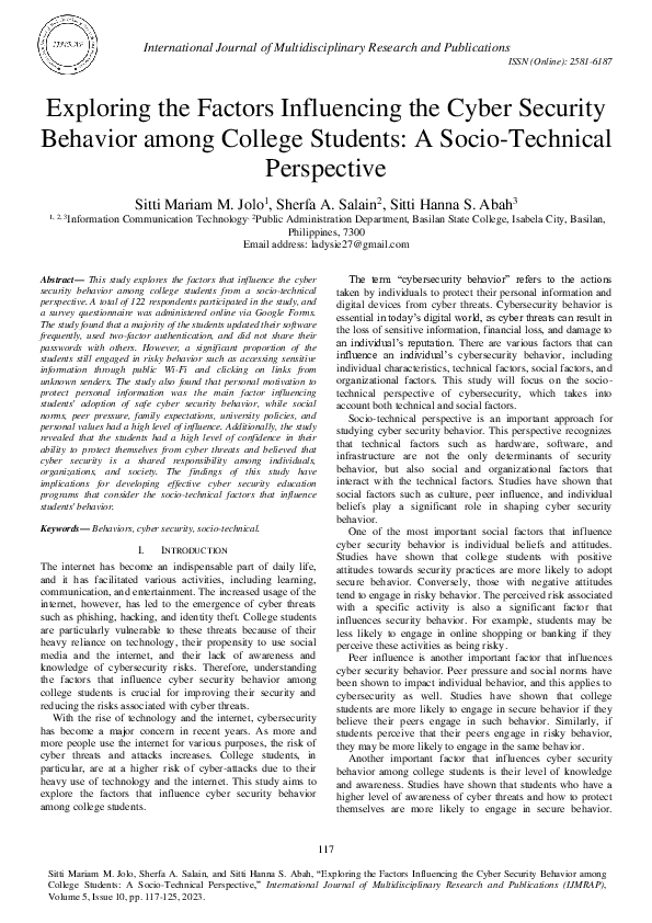 (PDF) Exploring the Factors Influencing the Cyber Security Behavior ...