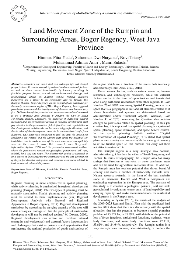 (PDF) Land Movement Zone of the Rumpin and Surrounding Areas, Bogor ...