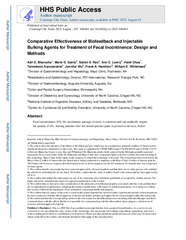(PDF) Comparative effectiveness of biofeedback and injectable bulking ...