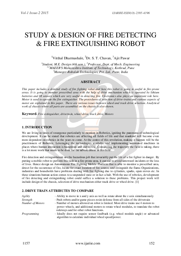 (PDF) Study & Design of Fire Detecting & Fire Extinguishing Robot
