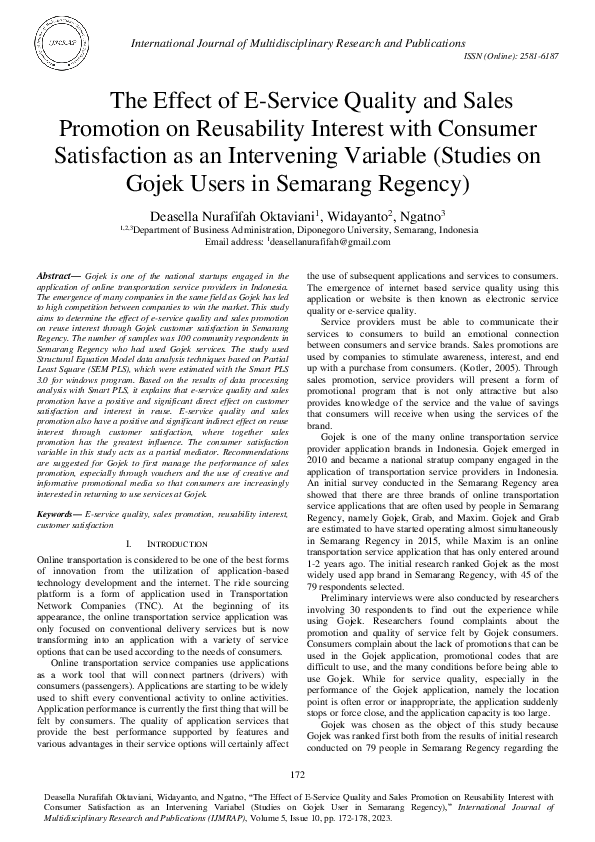 (PDF) The Effect of E-Service Quality and Sales Promotion on Reusability Interest with Consumer ...