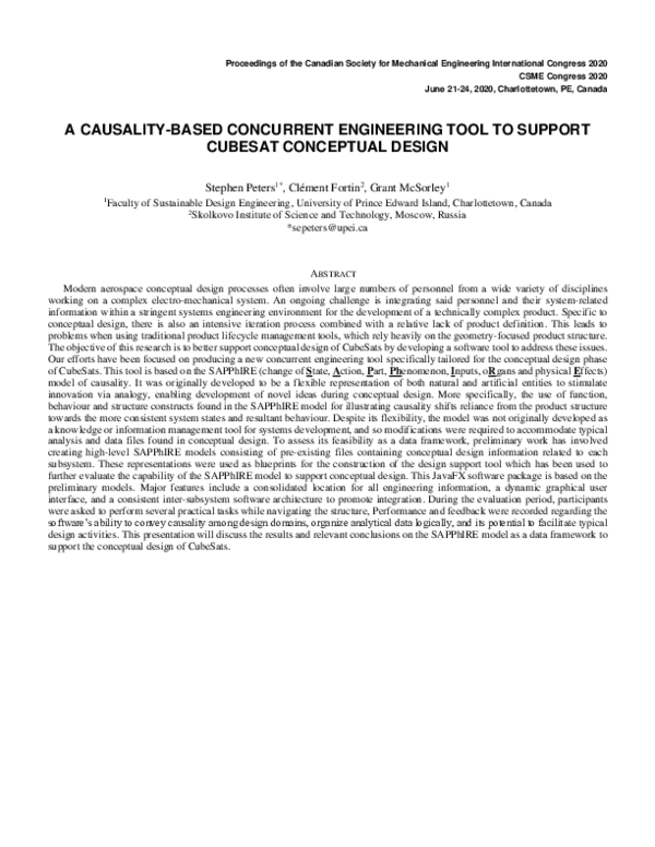 (PDF) A Causality-based Concurrent Engineering Tool to Support CubeSat Conceptual Design