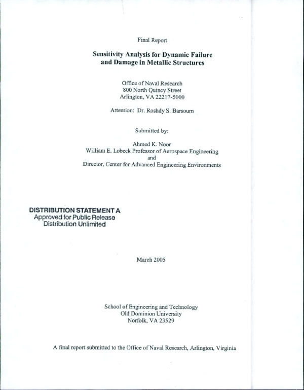(PDF) Sensitivity Analysis for Dynamic Failure and Damage in Metallic Structures
