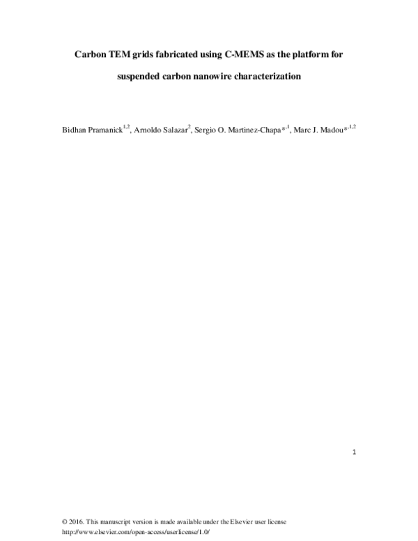 (PDF) Carbon TEM grids fabricated using C-MEMS as the platform for ...