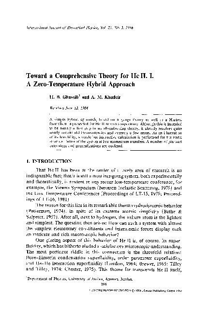 (PDF) Toward a comprehensive theory for He II. I. A zero-temperature ...