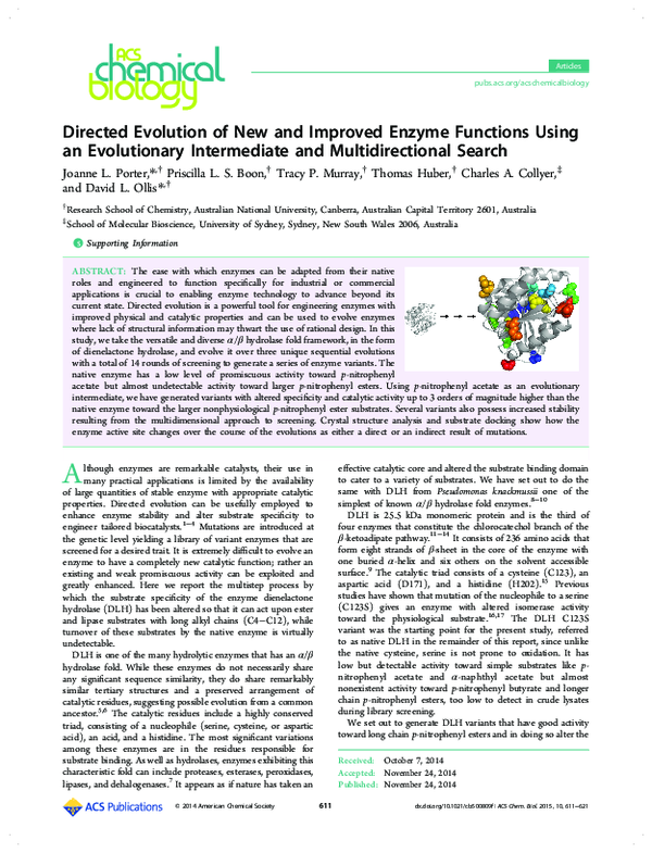 (PDF) Directed Evolution of New and Improved Enzyme Functions Using an Evolutionary Intermediate ...