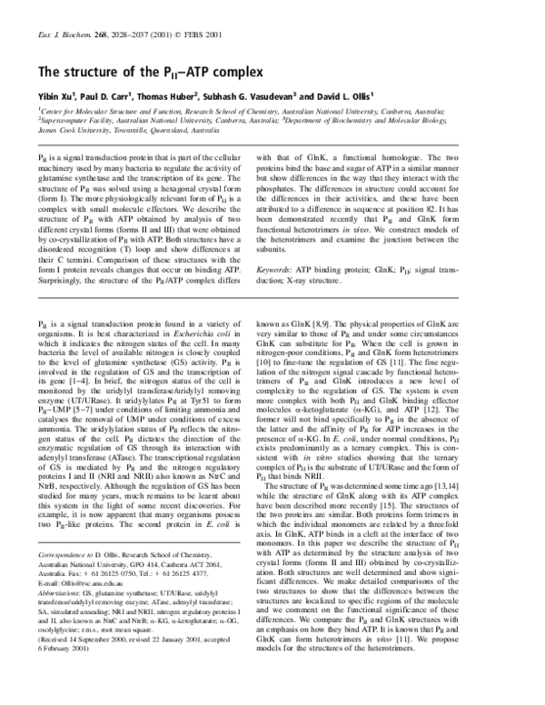 (PDF) The structure of the PII-ATP complex
