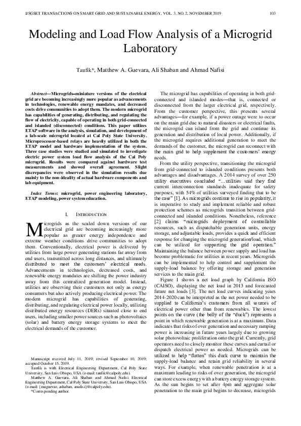 (PDF) Modeling and Load Flow Analysis of a Microgrid Laboratory