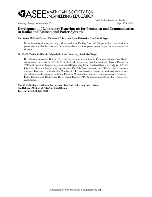 (PDF) Development of Laboratory Experiments for Protection and ...