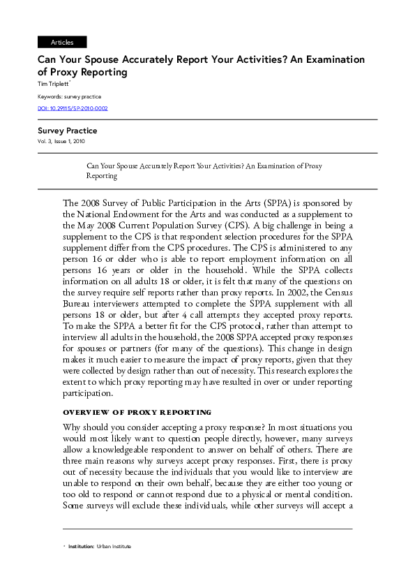 (PDF) Can Your Spouse Accurately Report Your Activities? An Examination ...