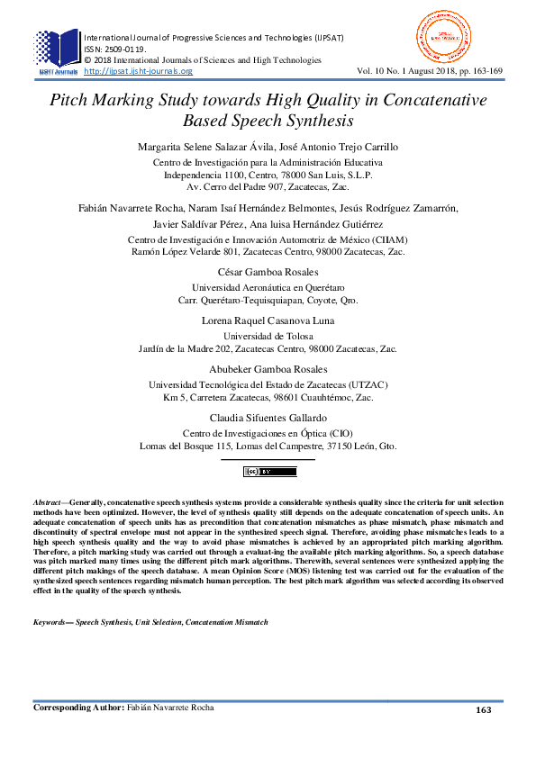 (PDF) Pitch Marking Study towards High Quality in Concatenative Based Speech Synthesis