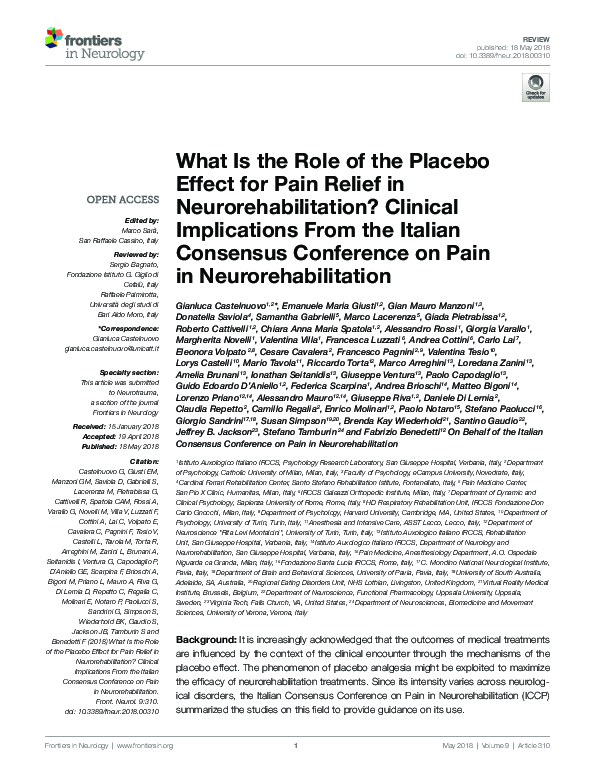 (PDF) What Is the Role of the Placebo Effect for Pain Relief in ...