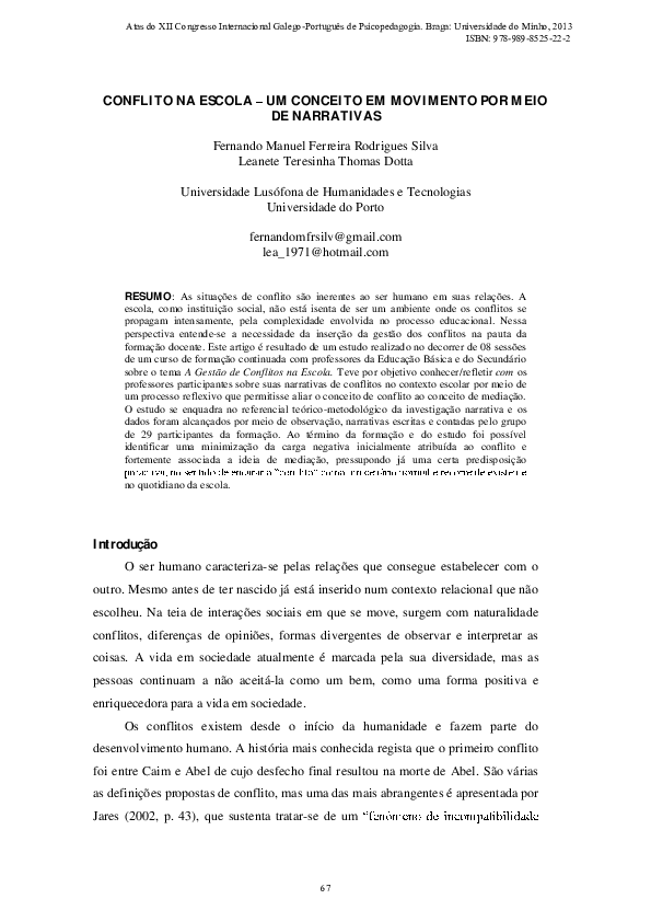 (PDF) Conflito na escola: um conceito em movimento por meio de ...