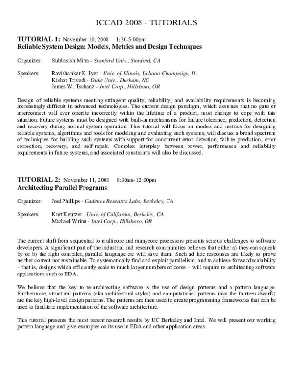 (PDF) Reliable system design: Models, metrics and design techniques