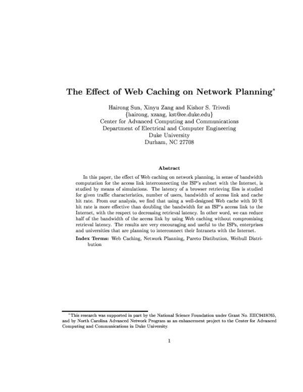 (PDF) The effect of Web caching on network planning