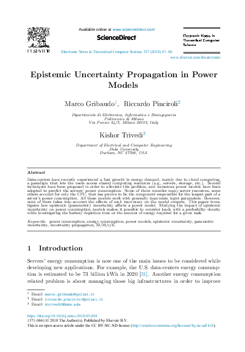 (PDF) Epistemic Uncertainty Propagation in Power Models | Kishor S Trivedi - Academia.edu