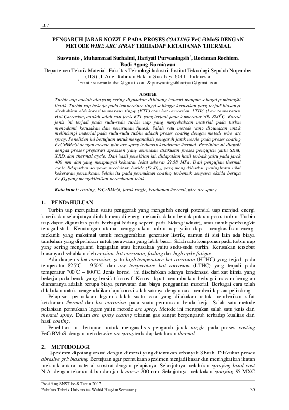 (PDF) PENGARUH JARAK NOZZLE PADA PROSES COATING FeCrBMnSi DENGAN METODE ...