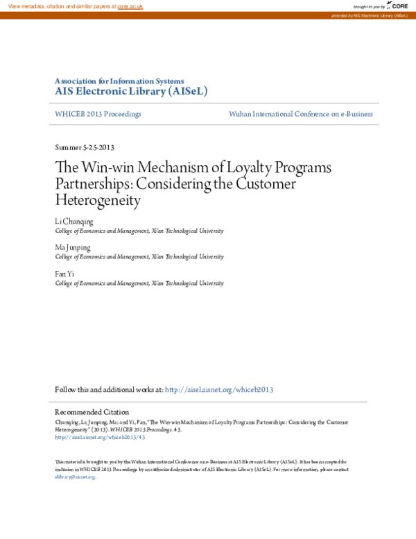 (PDF) The Win-win Mechanism of Loyalty Programs Partnerships ...