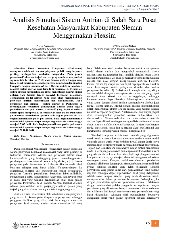 (PDF) Analisis Simulasi Sistem Antrian di Salah Satu Pusat Kesehatan ...