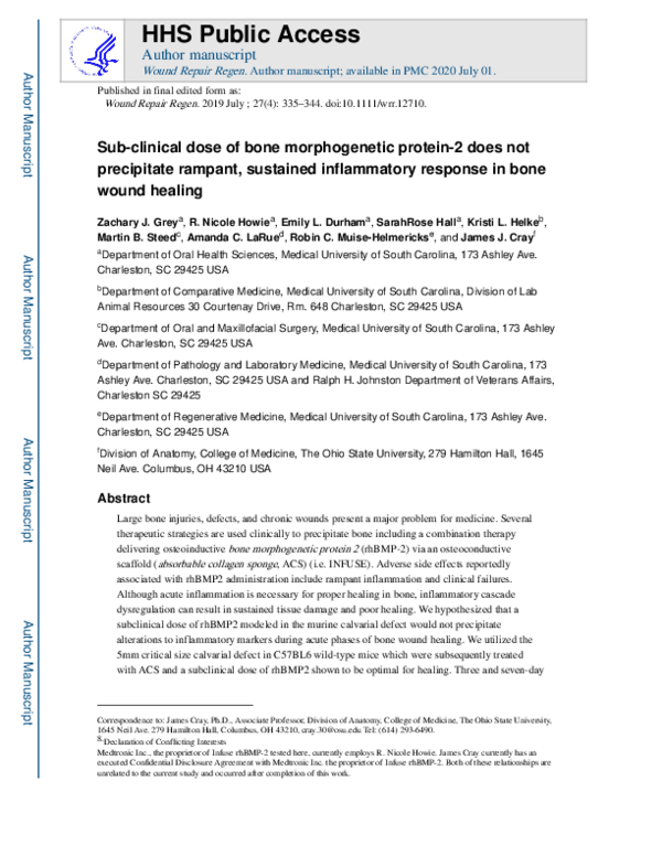 (PDF) Sub‐clinical dose of bone morphogenetic protein‐2 does not ...
