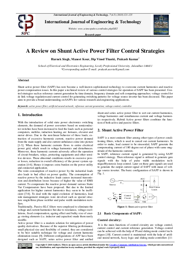 (PDF) A Review on Shunt Active Power Filter Control Strategies