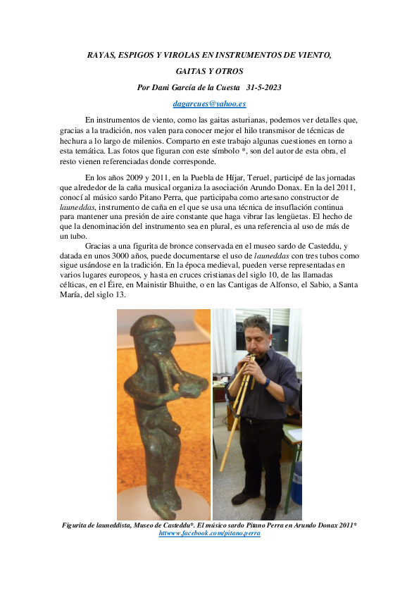 (PDF) Rayas, espigos y virolas en instrumentos de viento, gaitas y otros