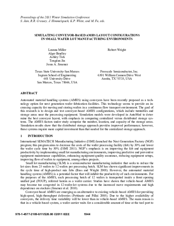 (PDF) Simulating conveyor-based amhs layout configurations in small ...
