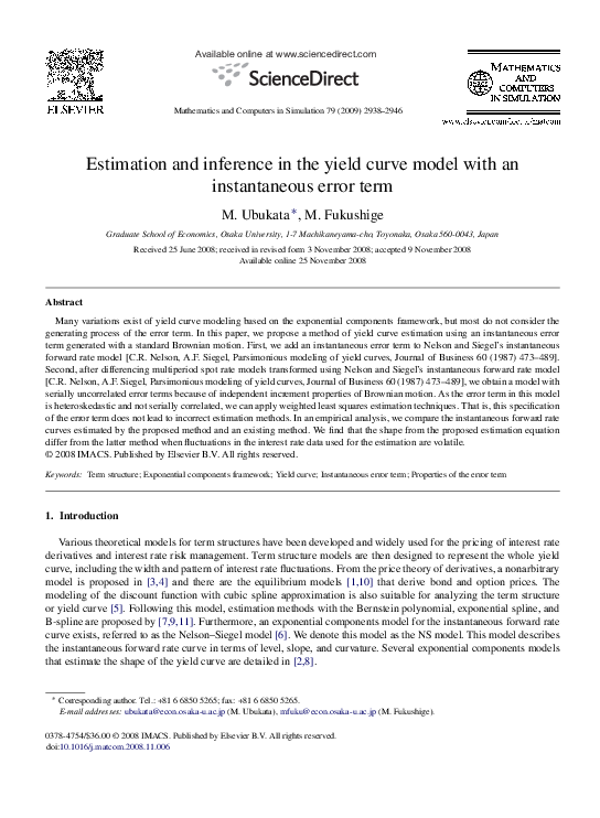 Pdf Estimation And Inference In The Yield Curve Model With An