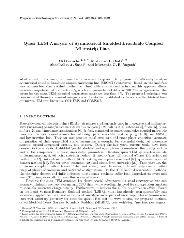 (PDF) Quasi-Tem Analysis of Symmetrical Shielded Broadside-Coupled Microstrip Lines