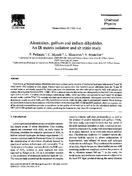 (PDF) Aluminium, gallium and indium dihydrides. An IR matrix isolation ...