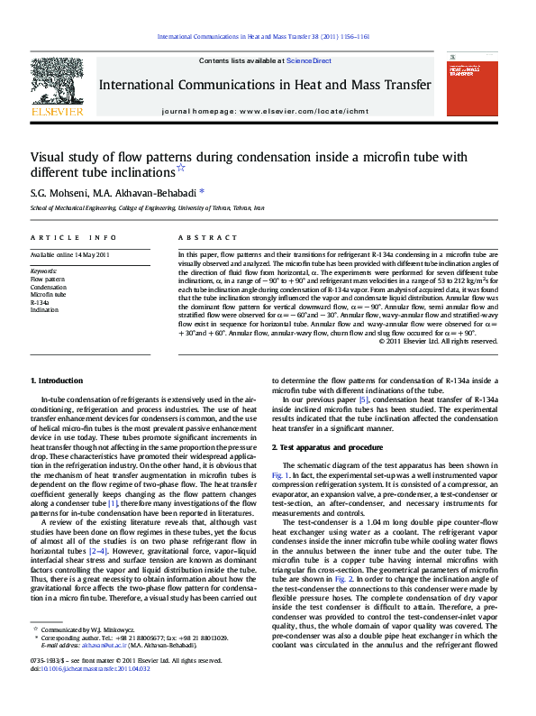 (PDF) Visual study of flow patterns during condensation inside a ...