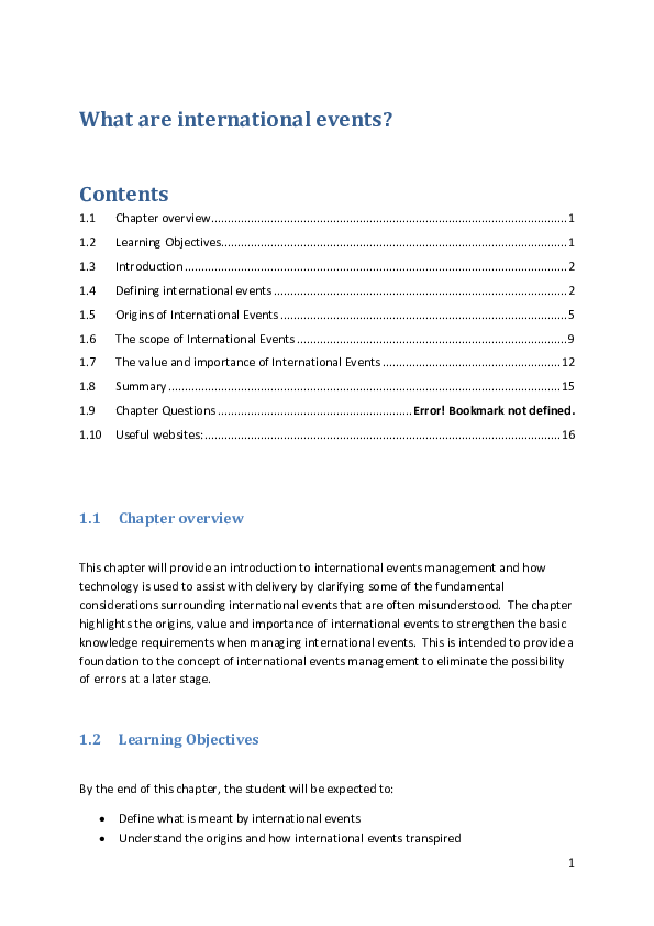 (PDF) Managing International Events