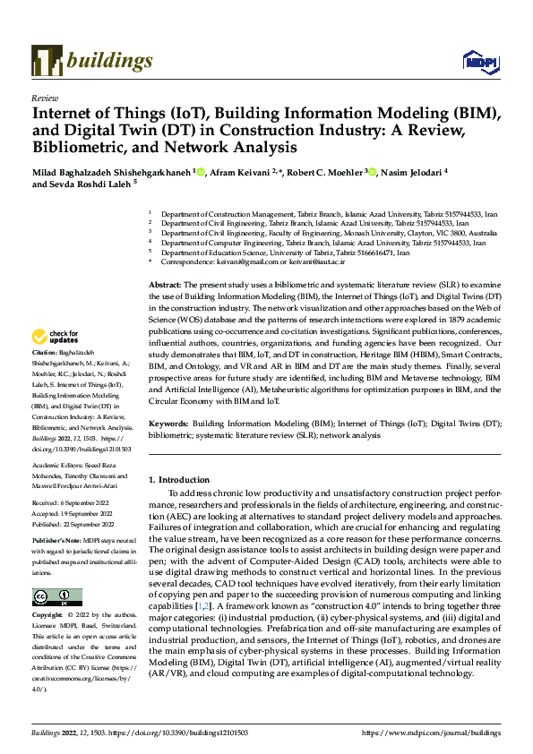(PDF) Internet of Things (IoT), Building Information Modeling (BIM), and Digital Twin (DT) in ...